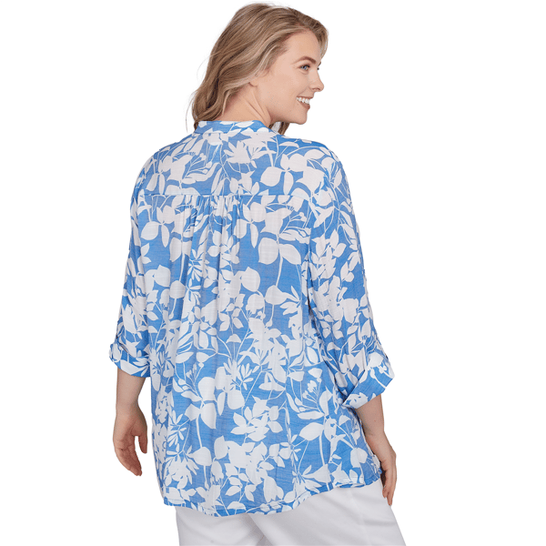 Plus Size Ruby Rd. Tinted Tides Monotone Tropical Leaf Blouse - Boscov's