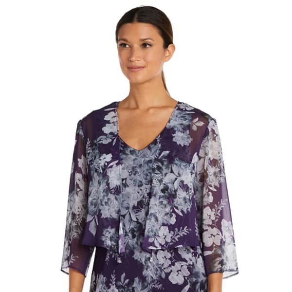 Womens R&M Richards Chiffon Lurex Floral Hi-Low Jacket Dress - Boscov's