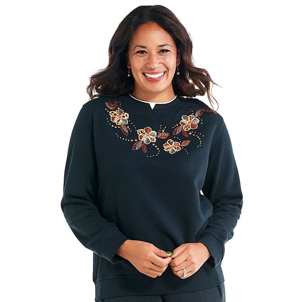 Womens Hasting & Smith Animal Floral Embroidered Sweatshirt - Boscov's