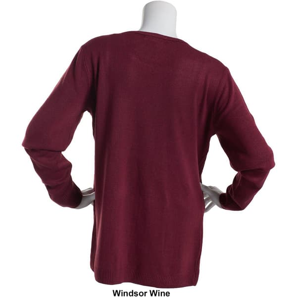 Petite Napa Valley Long Sleeve Cable Front Crew Neck Sweater - Boscov's