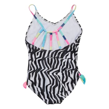 Girls (7-16) Shelloha Optic Zebra One Piece Strappy Back Swimsuit ...