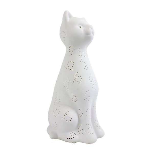 Simple Designs Porcelain Kitty Cat Shaped Animal Light Table Lamp ...