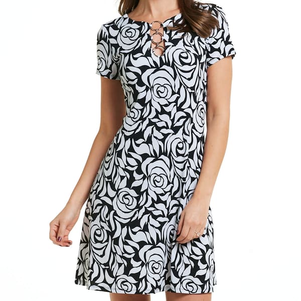 Womens MSK Short Sleeve Floral Three Ring Dress - Boscov's