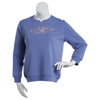 Petites Hasting & Smith Embroidered Holiday Floral Sweatshirt - Boscov's