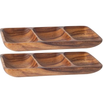 Home Essentials 3-Compartment Rectangle Wood Trays - Set of 2 - Boscov's