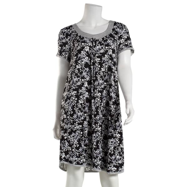 Plus Size René Rofé Short Sleeve Floral Pattern Nightshirt - Boscov's