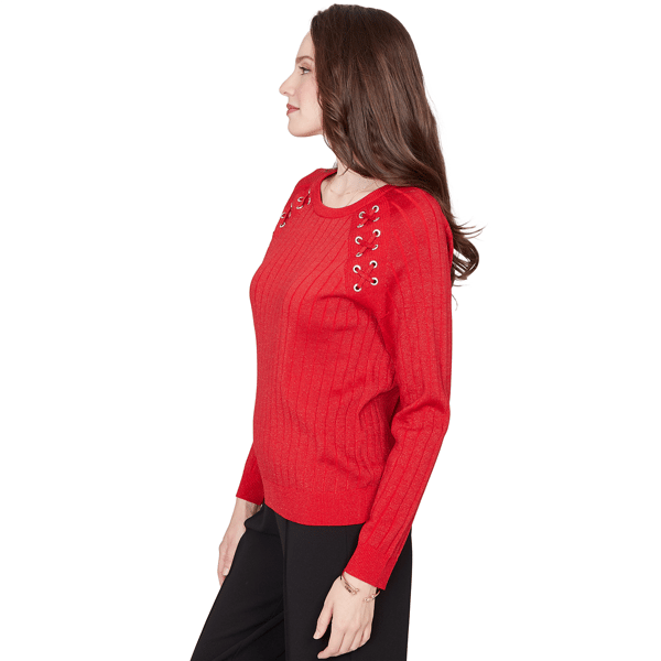 Womens Emaline Holiday Items Long Sleeve Ribbed Sweater - Boscov's
