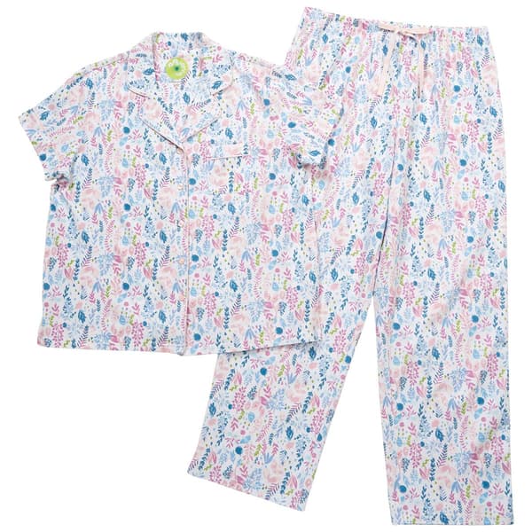 Petite White Orchid Short Sleeve Floral Garden Pajama Set - Boscov's
