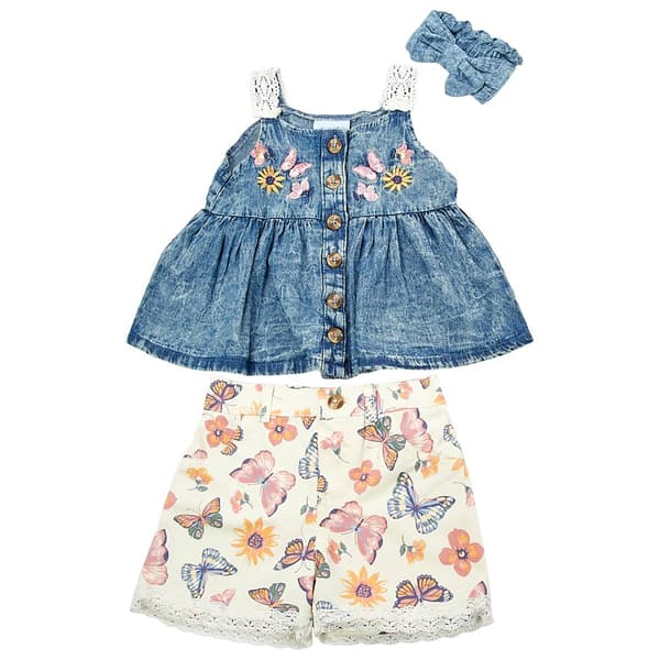 Toddler Girl Little Lass® 3pc. Denim Tank Top & Shorts Set - Boscov's