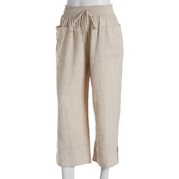 Petite Napa Valley Pull On Cross Hatch Linen Capri Pants - Boscov's