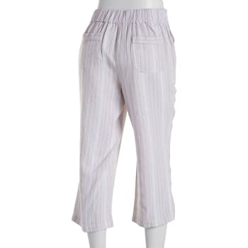 Womens Per Se Stripe Linen Capri Pants - Boscov's