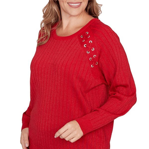 Plus Size Emaline Holiday Items Long Sleeve Ribbed Sweater - Boscov's