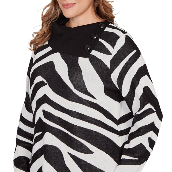 Plus Size Emaline Holiday Items Long Sleeve Zebra Sweater - Boscov's