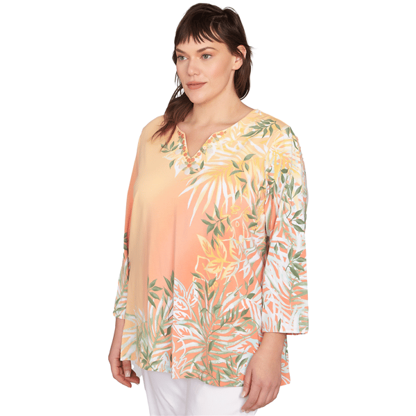 Plus Size Ruby Rd. Tropical Oasis Tropical Ombre Blouse - Boscov's