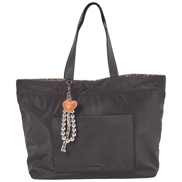 Madden Girl Nylon Reversible Tote with Beaded Heart Keychain - Boscov's