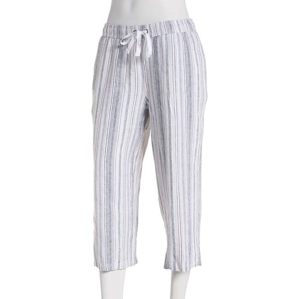 Plus Size Architect® Linen Stripe Capri Pants-Black/White - Boscov's