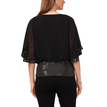 Womens MSK Sequin Band Solid Blouson Blouse - Boscov's