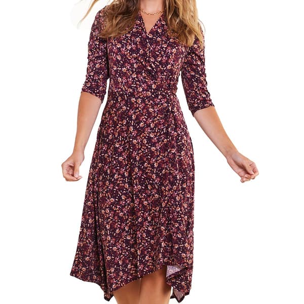 Womens Perceptions 3/4 Sleeve Ditsy Floral Wrap Dress - Boscov's