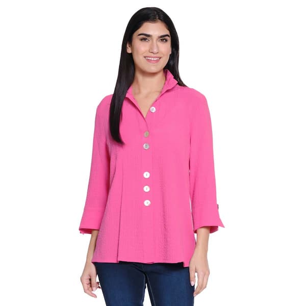 Plus Size Ali Miles 3/4 Sleeve Double Button Wire Collar Blouse - Boscov's