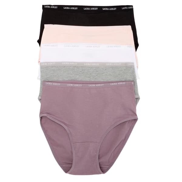 Womens Laura Ashley® 5pk. Logo Waist Brief Panties LS9221-5PKKG - Boscov's