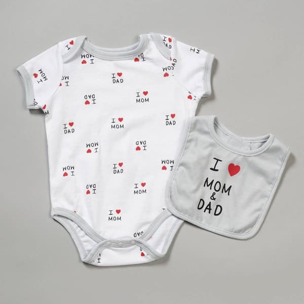 Baby Boy (NB-9M) Mini Hop Love Mom & Dad Bodysuit & Bib - Boscov's