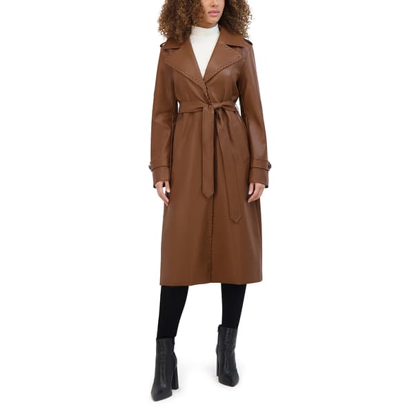 Womens Kenneth Cole® Faux Leather Belted Coat - Boscov's
