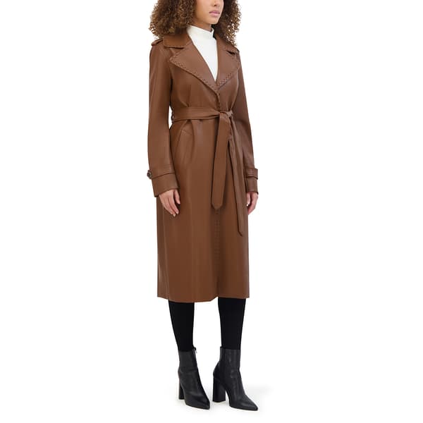 Womens Kenneth Cole® Faux Leather Belted Coat - Boscov's