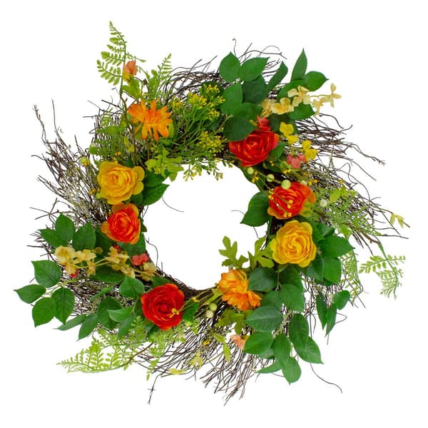 Northlight Seasonal Ranunculus & Rose Floral Spring Wreath - Boscov's