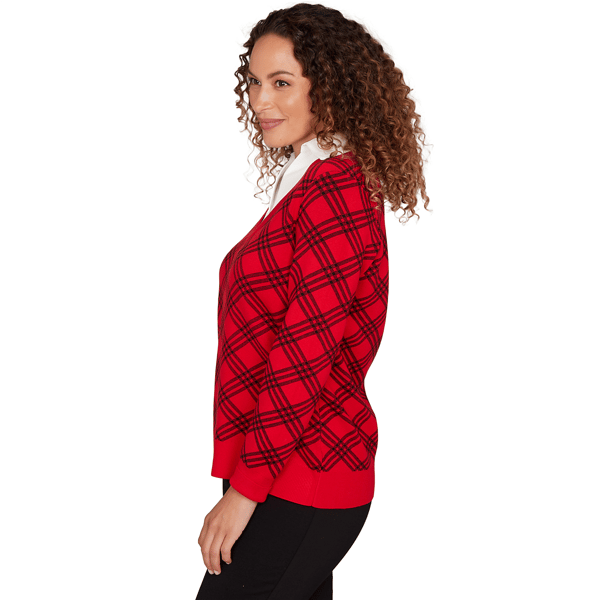 Petite Emaline Holiday Items Long Sleeve Two in One Plaid Sweater ...