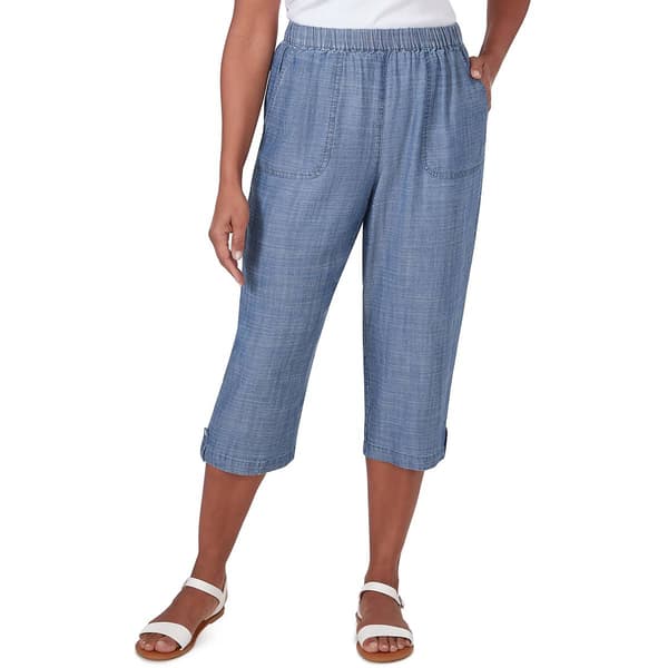 Womens Alfred Dunner Blue Bayou Textured Capris - Boscov's