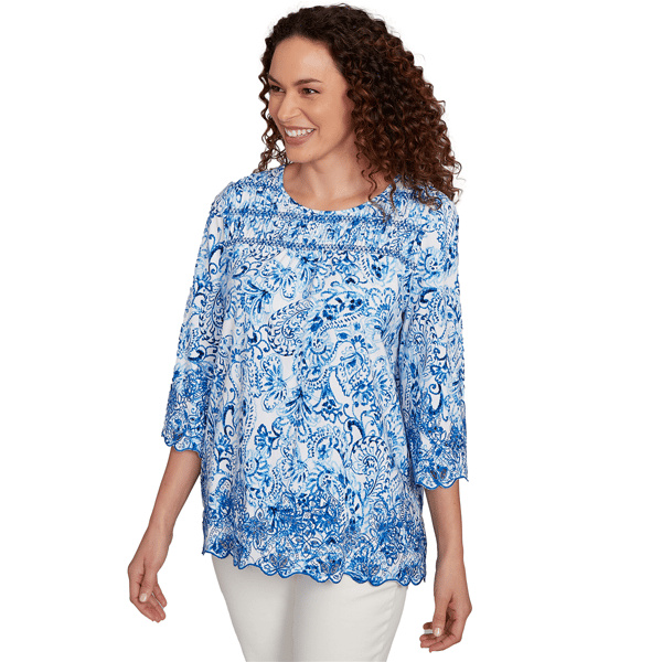 Womens Ruby Rd. Tinted Tides Oceanic Floral Paisley Blouse - Boscov's