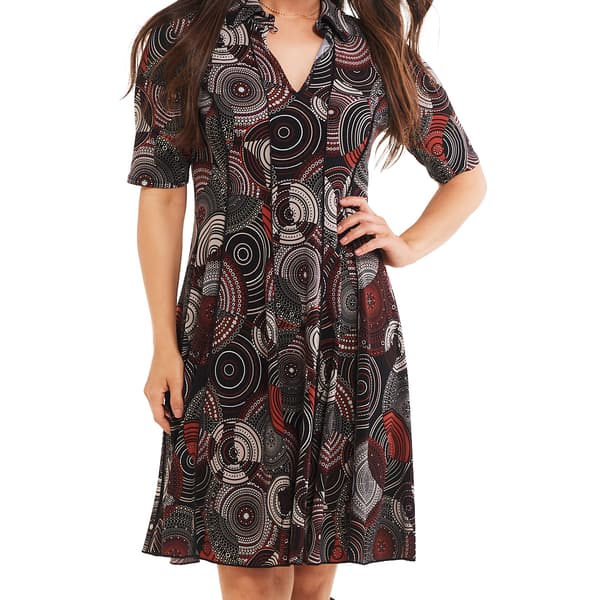 Womens Sami & Jo Elbow Sleeve Medallion Fit & Flare Dress - Boscov's