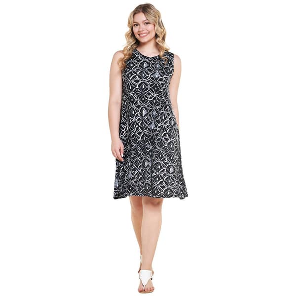 Petite Architect® Tie Dye Abstract Sleeveless Shift Dress-Black - Boscov's