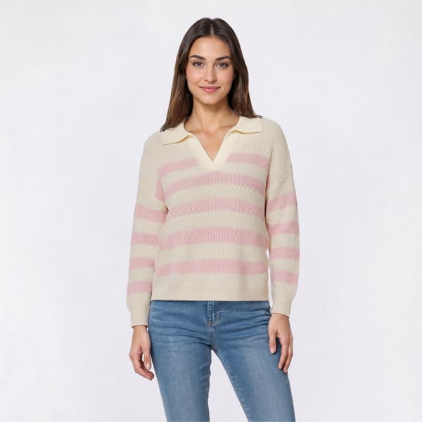 Womens 99 Jane Street Long Sleeve Collared Stripe Sweater - Boscov's