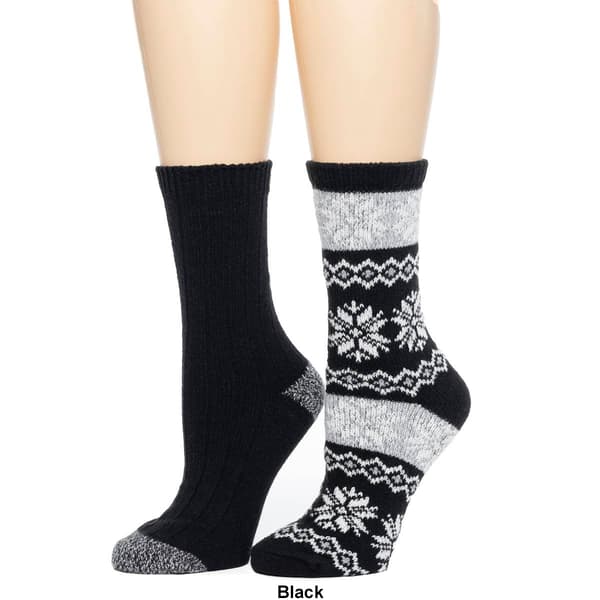 Womens Cuddl Duds® 2pk. Snowflake Boot Crew Socks - Boscov's