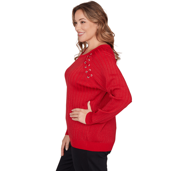 Plus Size Emaline Holiday Items Long Sleeve Ribbed Sweater - Boscov's