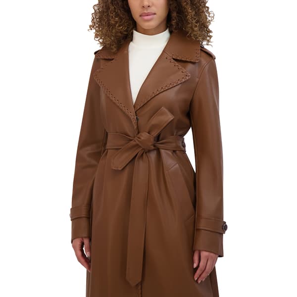 Womens Kenneth Cole® Faux Leather Belted Coat - Boscov's