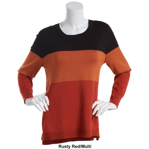 Plus Size Retrology Color Block Crew Neck Sweater - Boscov's