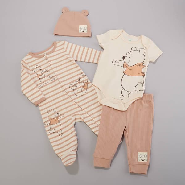 Baby Unisex (NB-9M) Disney® Baby 4pc. Pooh Sleeper & Hat Set - Boscov's