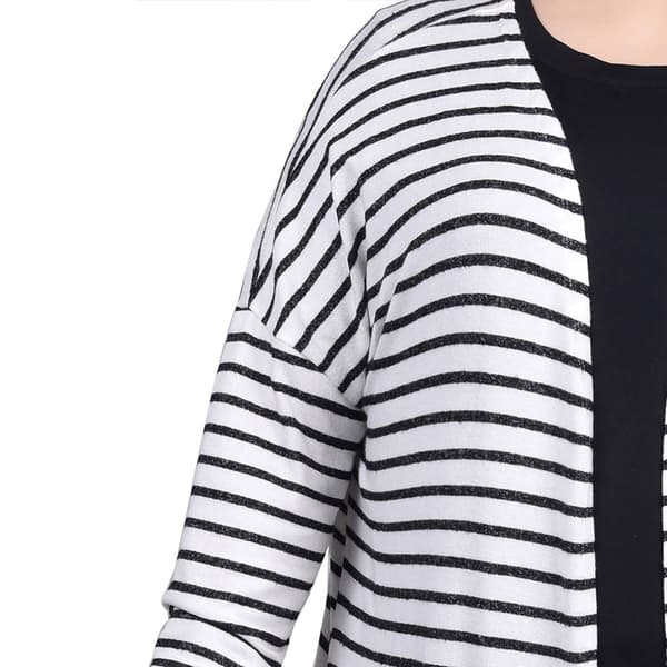 Plus Size NY Collection Long Sleeve Stripe Hacci Cardigan - Boscov's