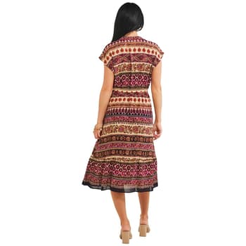 Womens Emma & Michele Cap Sleeve Border Aztec Midi Dress - Boscov's