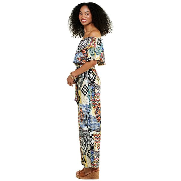 Plus Size Violet B Off The Shoulder Aztec Jumpsuit - Boscov's