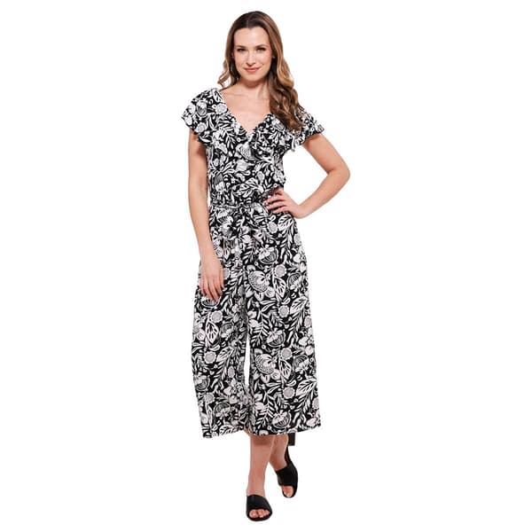 Womens Luxology Ruffle Botanical Challis Cropped Jumpsuit - Boscov's