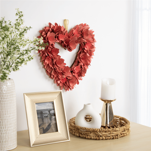 Northlight 14in. Wooden Floral Heart Valentine’s Day Wreath - Boscov's