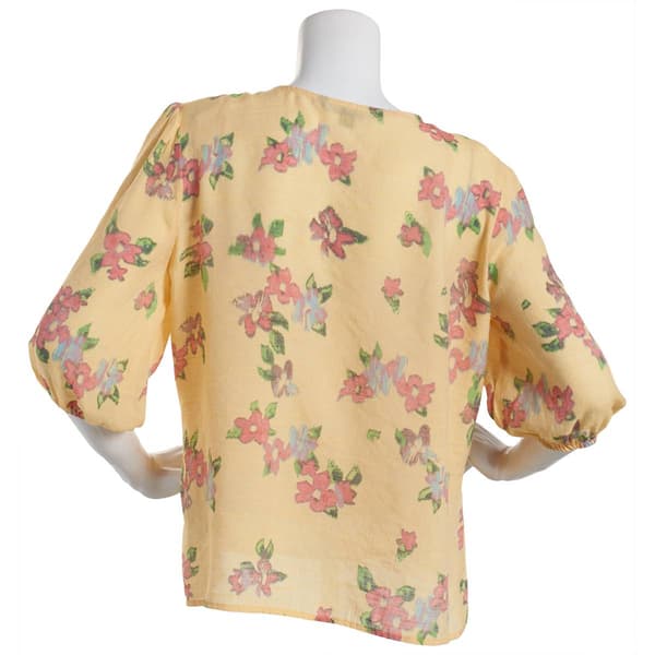 Petite Zac & Rachel Elbow Sleeve Floral Blouse - Boscov's