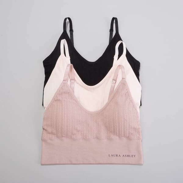 Womens Laura Ashley® 3pk. Cable Knit Longline Bras LS6945-3PKA - Boscov's