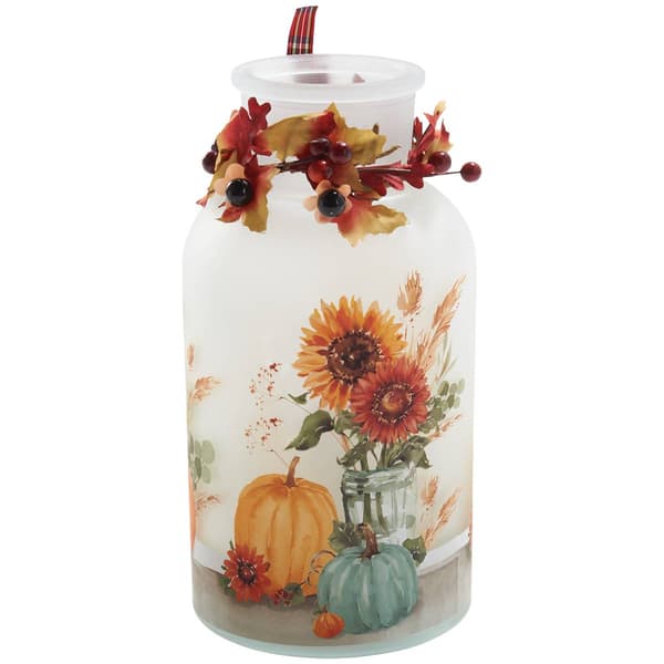 Transpac Pumpkin Sunflower Harvest Glass Lantern - Boscov's