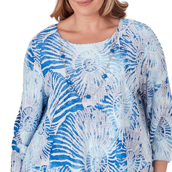 Plus Size Alfred Dunner Neptune Beach Seashell Jacquard Blouse - Boscov's