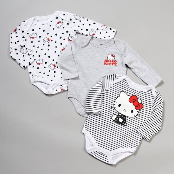Baby Girl (NB-9M) Hello Kitty® 3pk. Long Sleeve Bodysuits - Boscov's