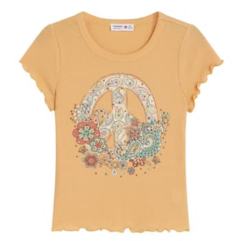 Girls (7-16) Beautees Peace Sign Short Sleeve Waffle Tee - Boscov's
